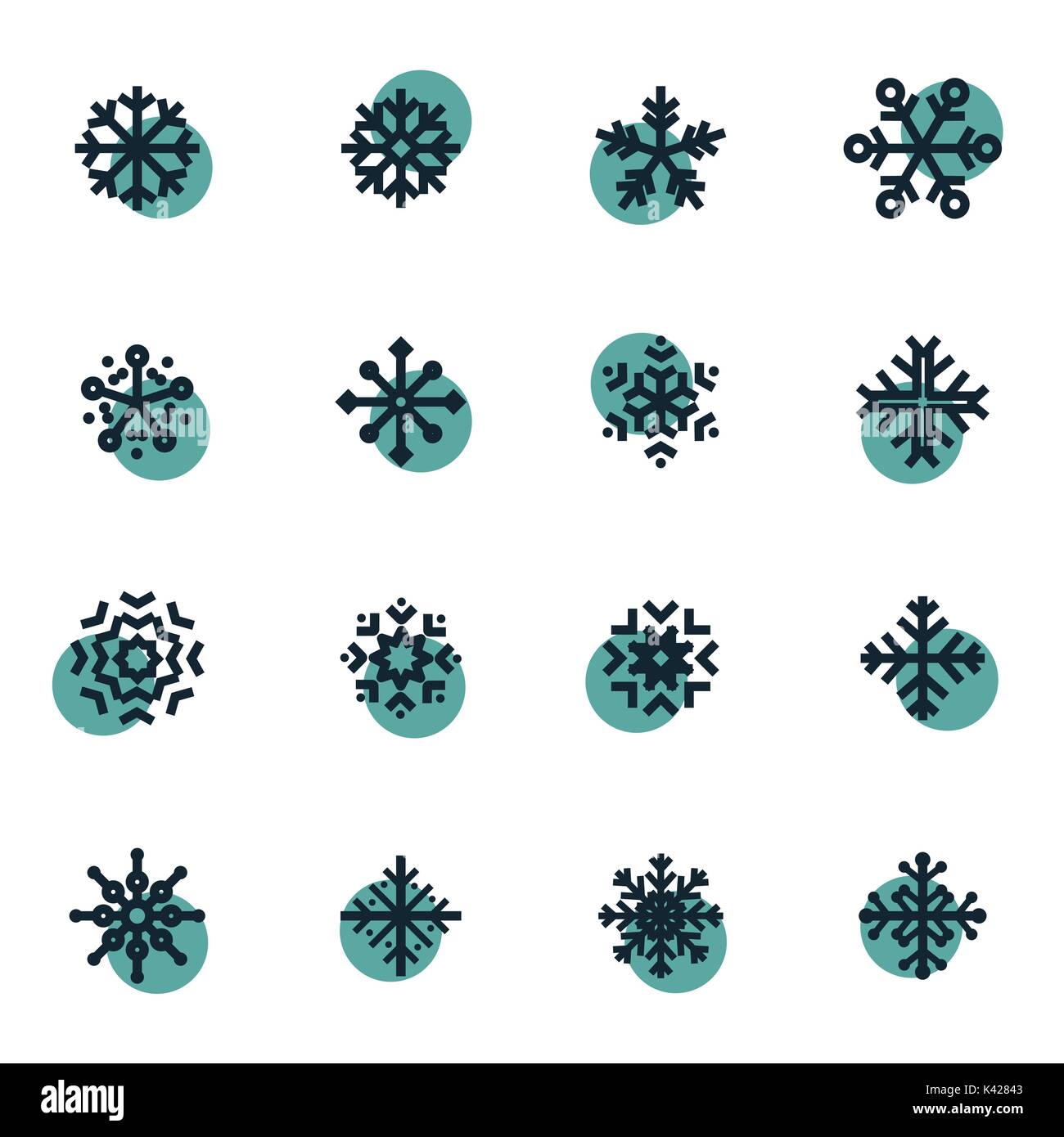 Set snowflakes icons on Stock Vector Images - Alamy