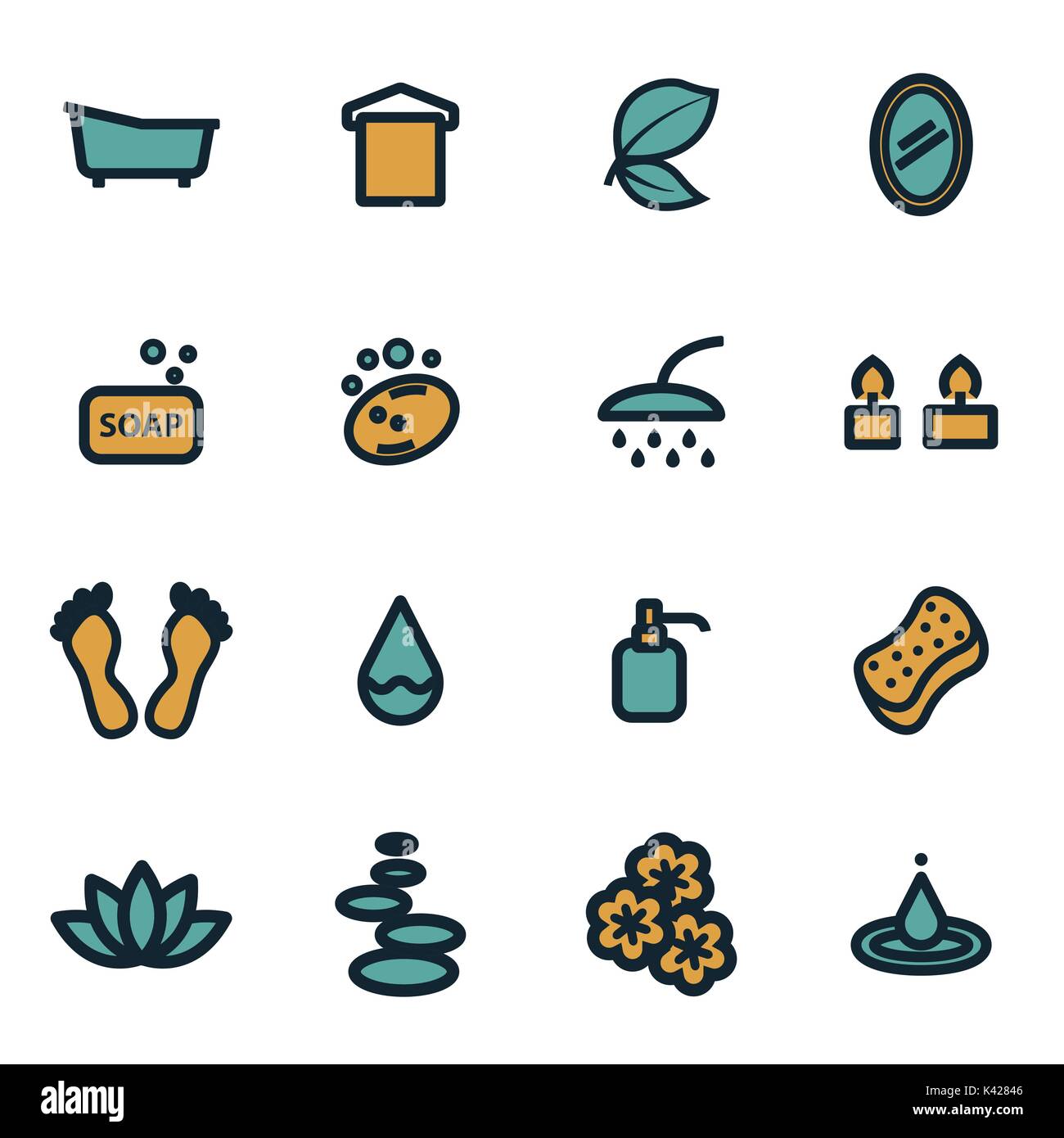 Vector flat spa icons set on white background Stock Vector Image & Art ...