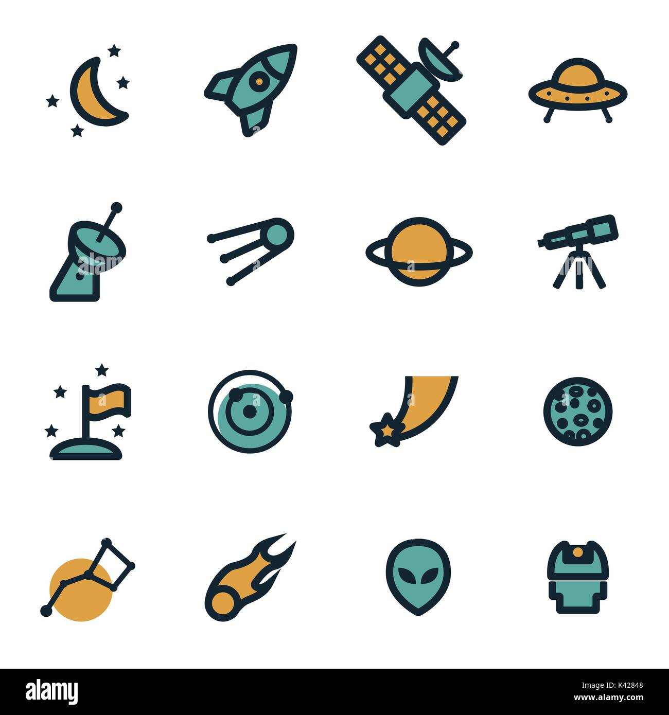Flat space icons Stock Vector Images - Alamy