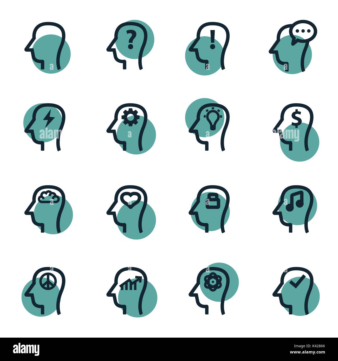 Vector flat thoughts icons set on white background Stock Vector Image ...
