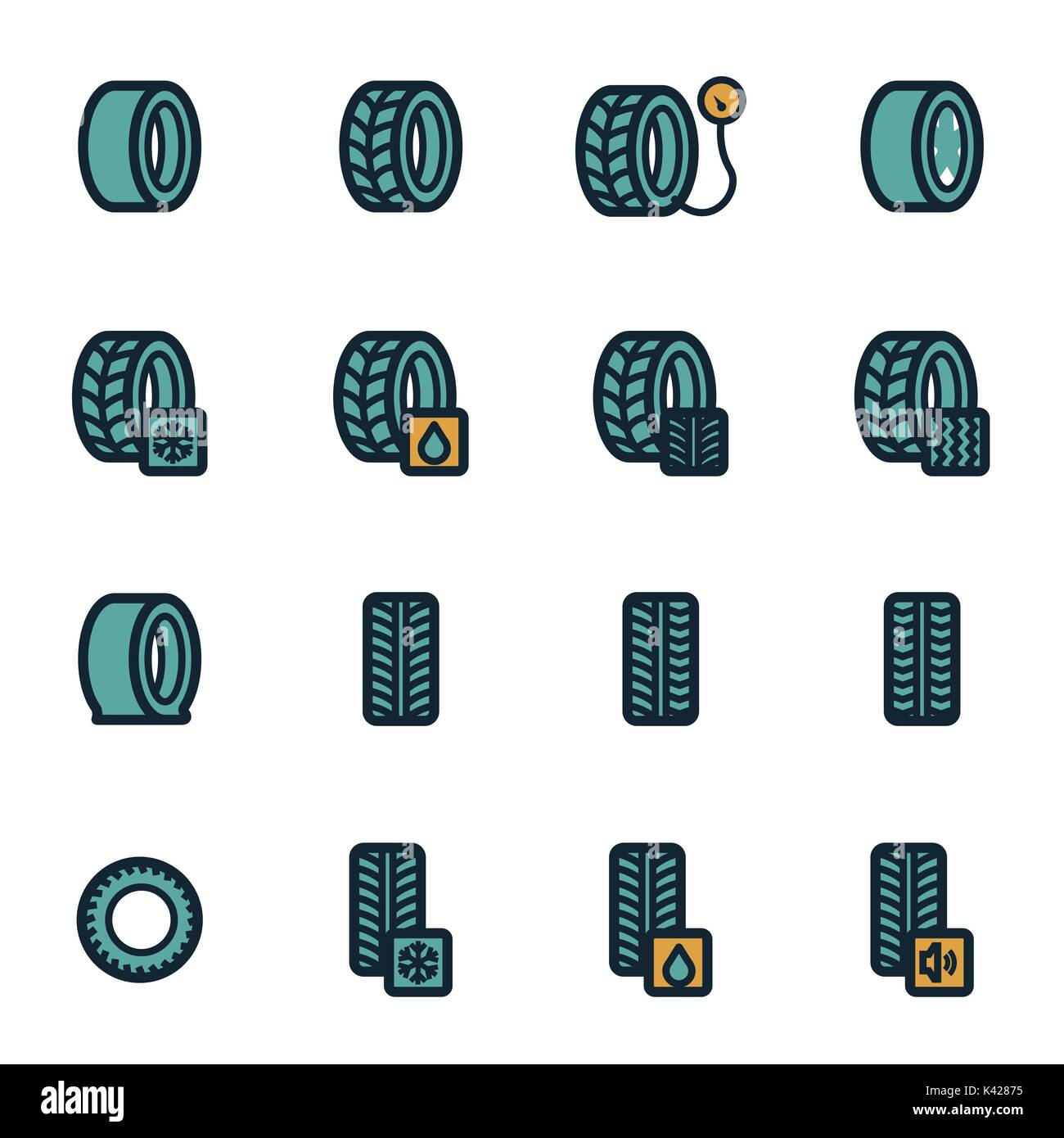 Vector flat tire icons set on white background Stock Vector Image & Art ...