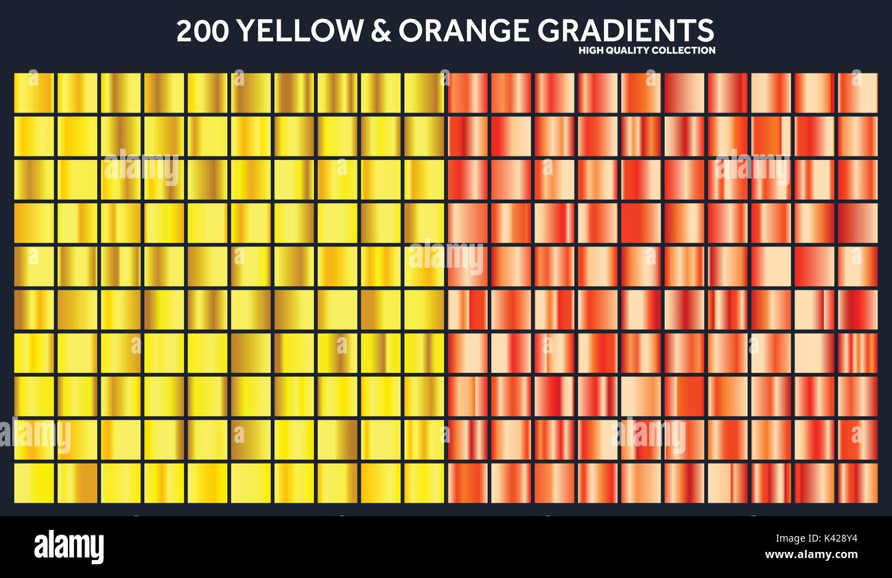 Yellow, orange chrome gradient set,pattern,template.Sun,fruits colors ...