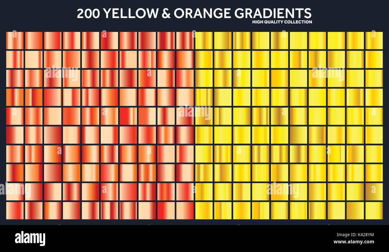 Yellow, orange chrome gradient set,pattern,template.Sun,fruits colors ...