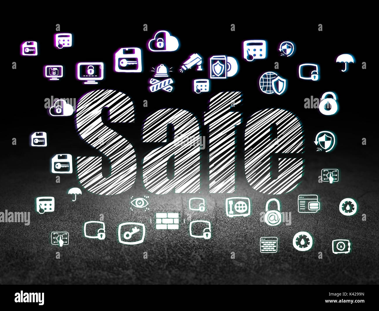 Security concept: Safe in grunge dark room Stock Photo - Alamy