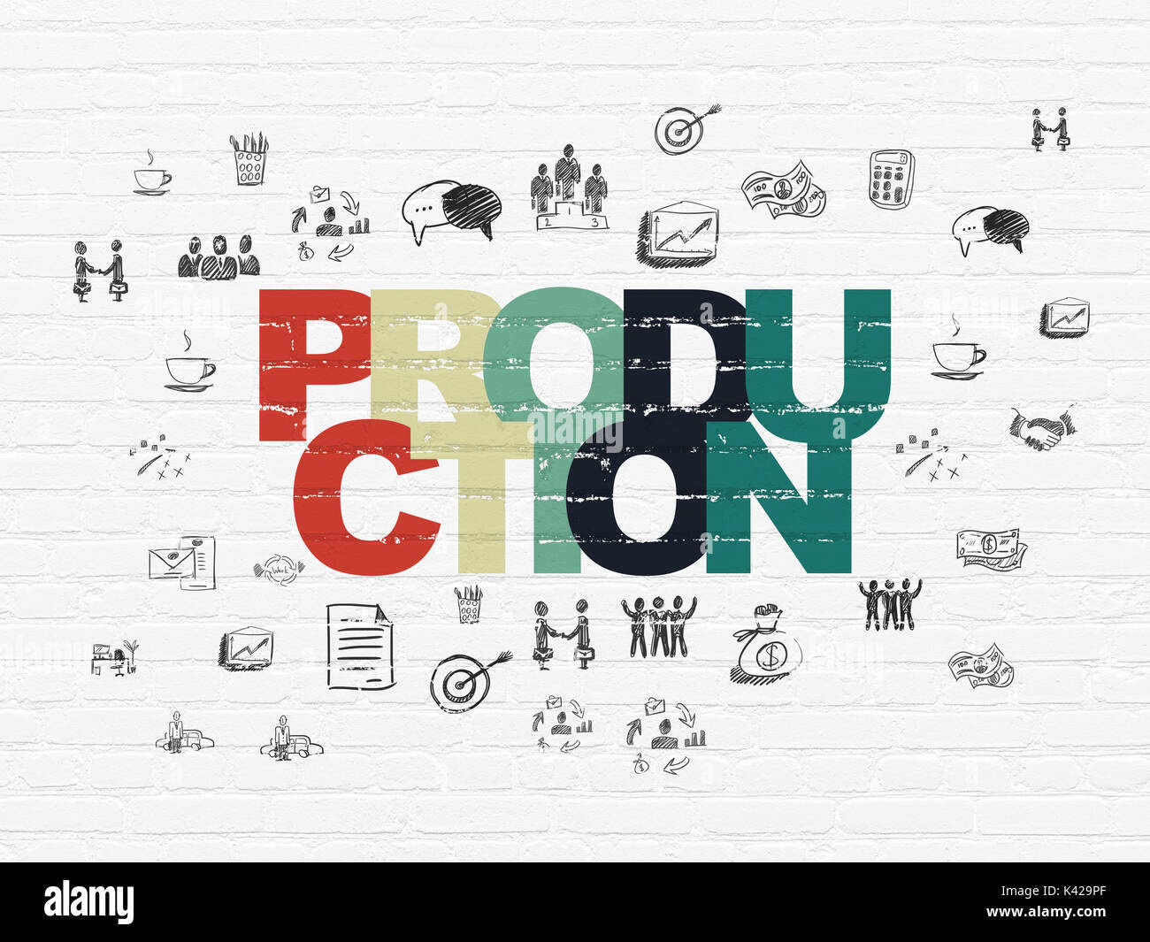 Business concept: Production on wall background Stock Photo - Alamy