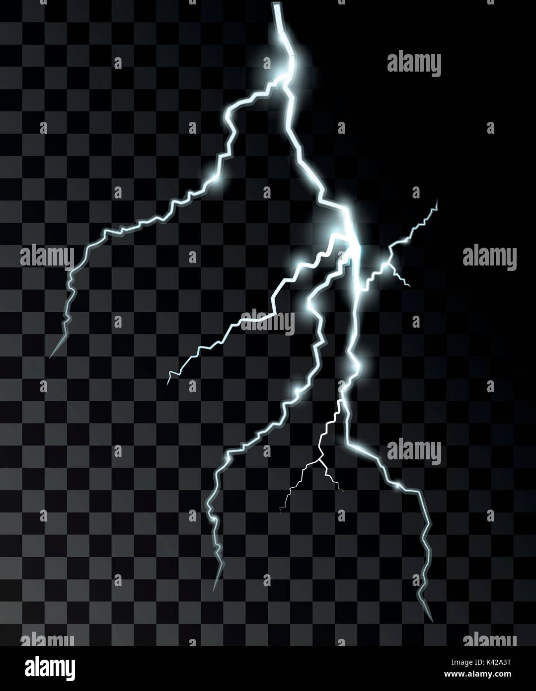 Set of the isolated realistic lightnings with transparency for design ...