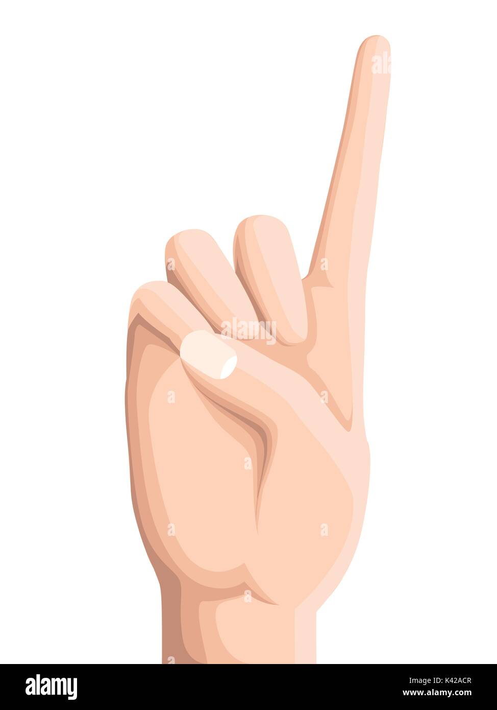 Hand pointing sign isolated on white background Hand vector number one ...