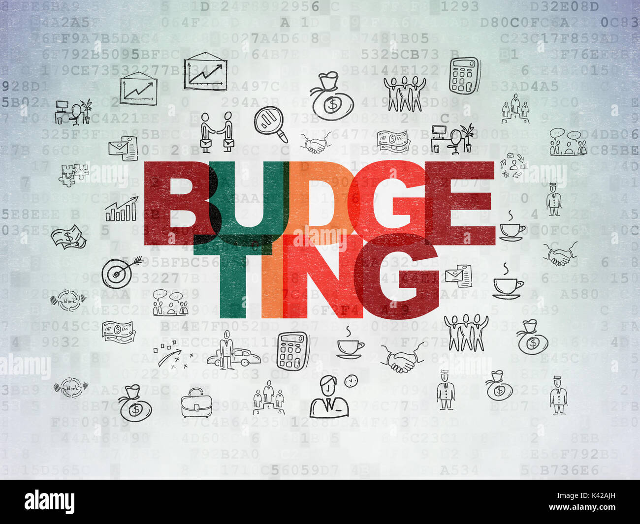 Business concept: Budgeting on Digital Data Paper background Stock ...