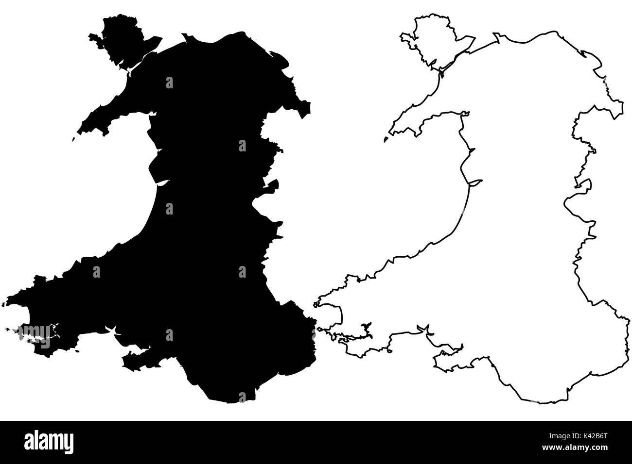 Outline Map Wales Black and White Stock Photos & Images - Alamy