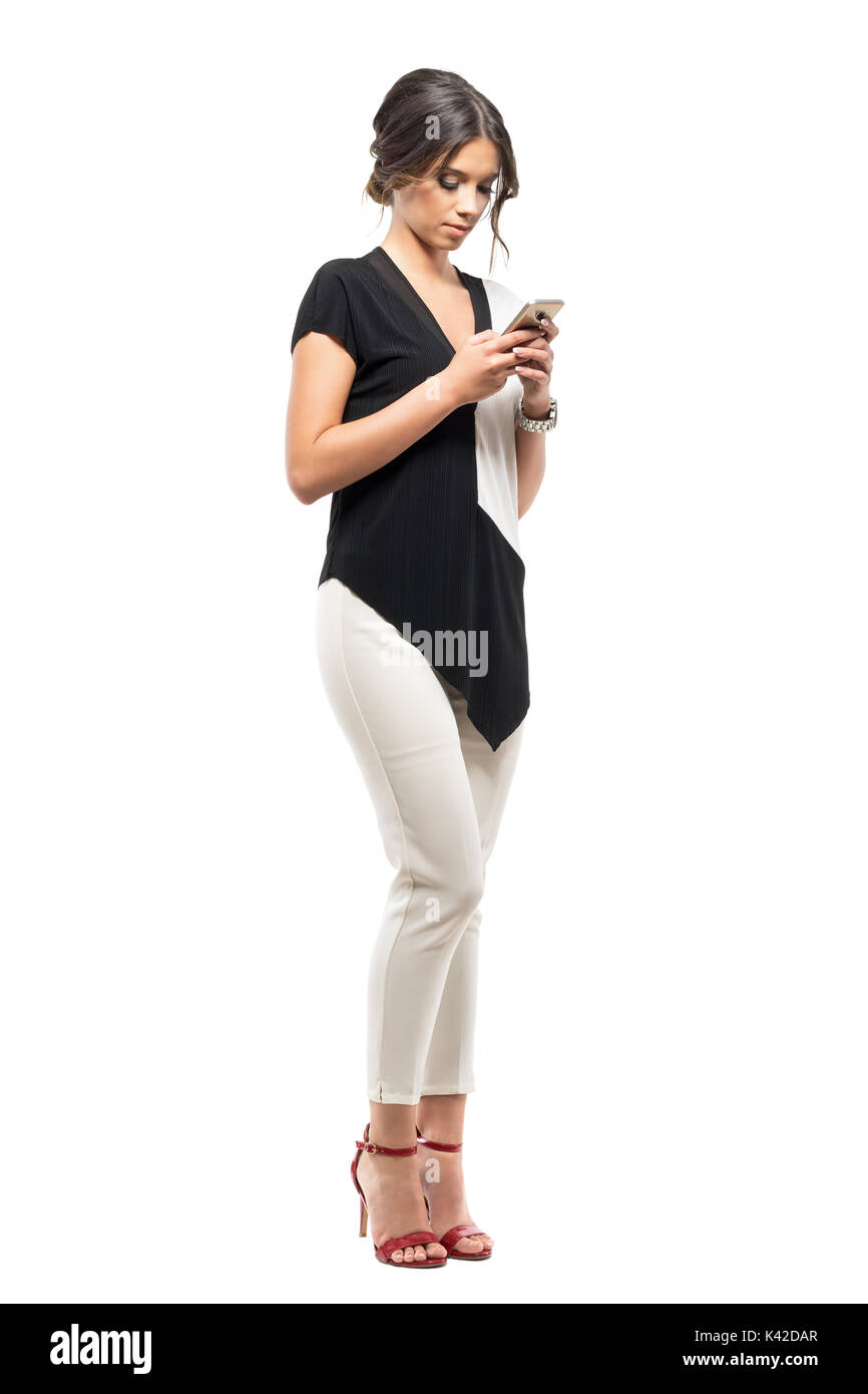 Business woman typing phone Cut Out Stock Images & Pictures - Alamy