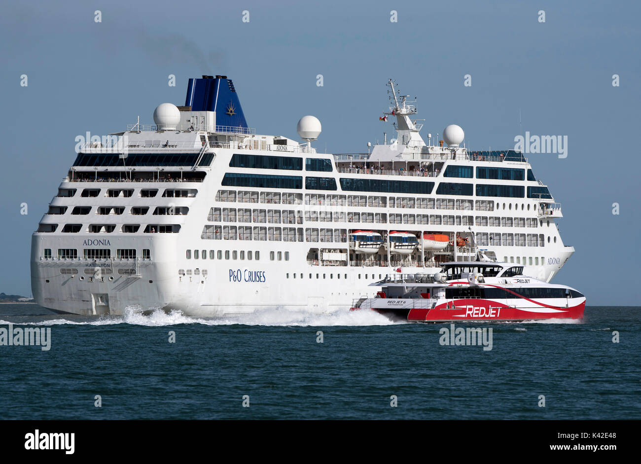 Southampton Water England UK August 2017. Cruise ship Adonia heading ...