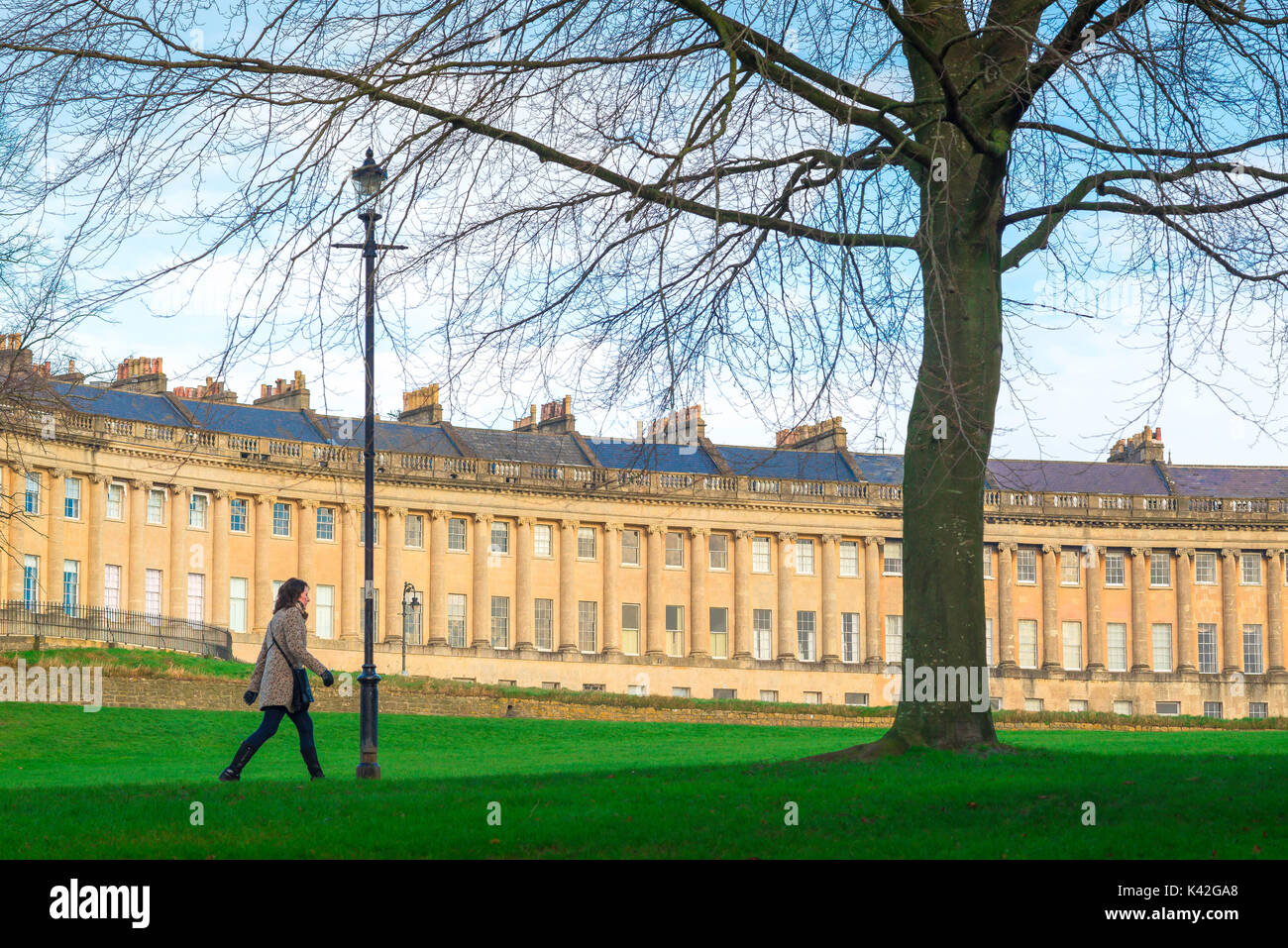 Bath Royal Crescent, against the backdrop of the Royal Crescent in Bath ...