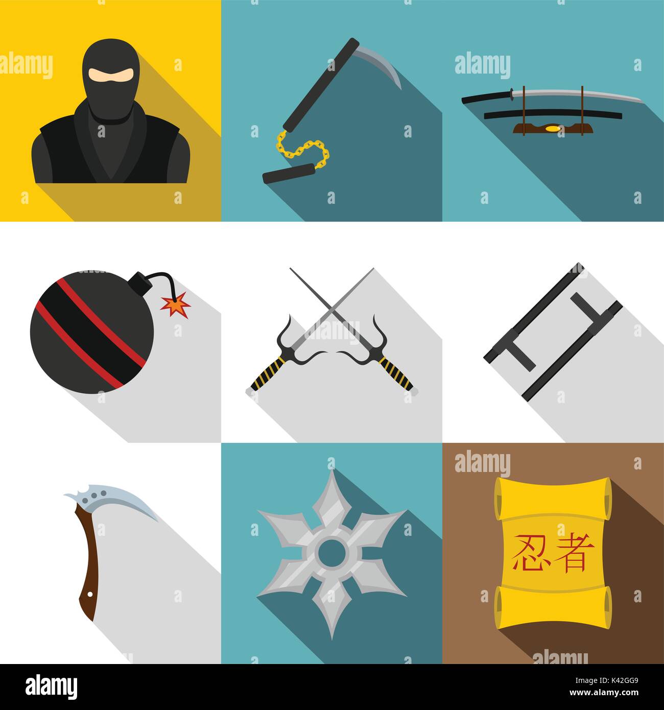 Japanese weapon icon set, flat style Stock Vector Image & Art - Alamy