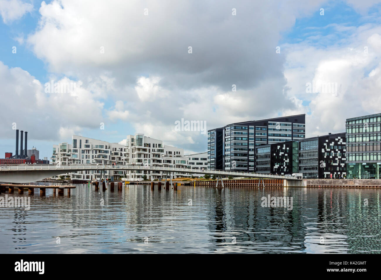 Kalvebod Brygge harbour front with Bryggebroen leftin openhagen Denmark ...