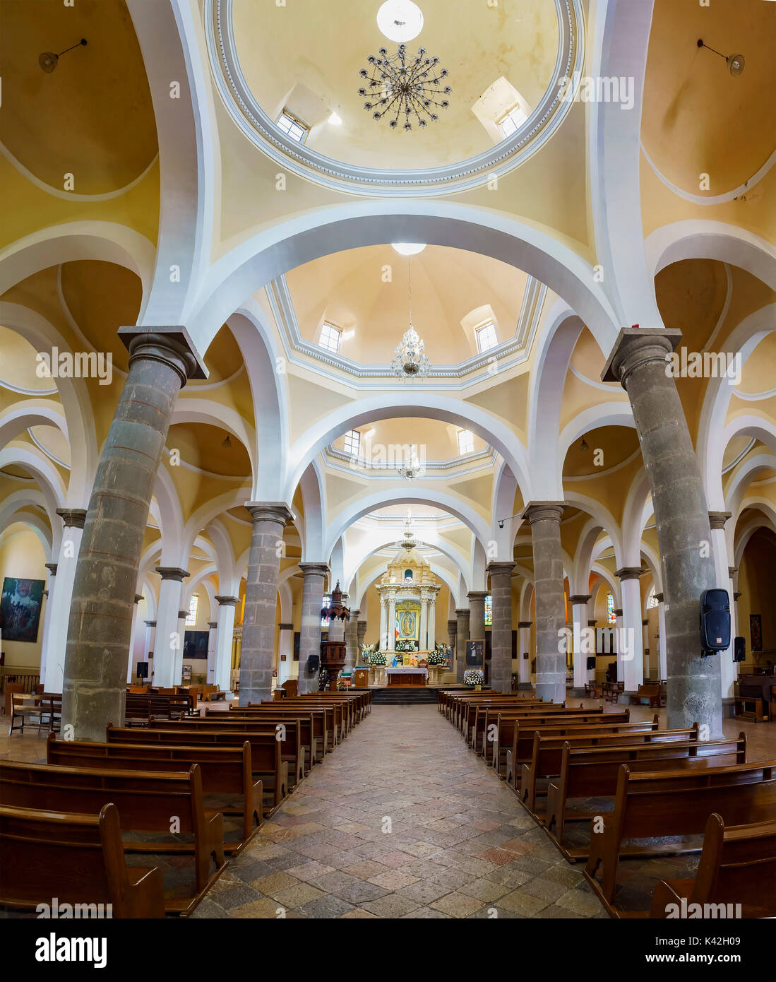 Cholula, FEB 18: Interior view of the Capilla Real o de Naturales ...