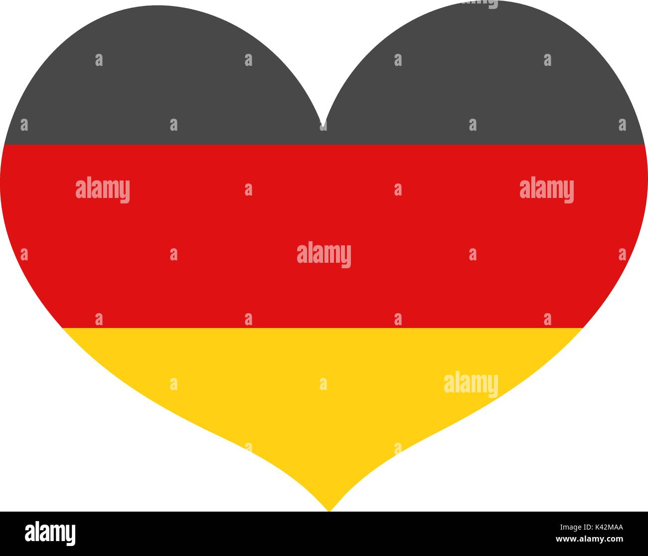 Flag of Germany in a heart shape icon flat style. Isolated on white ...