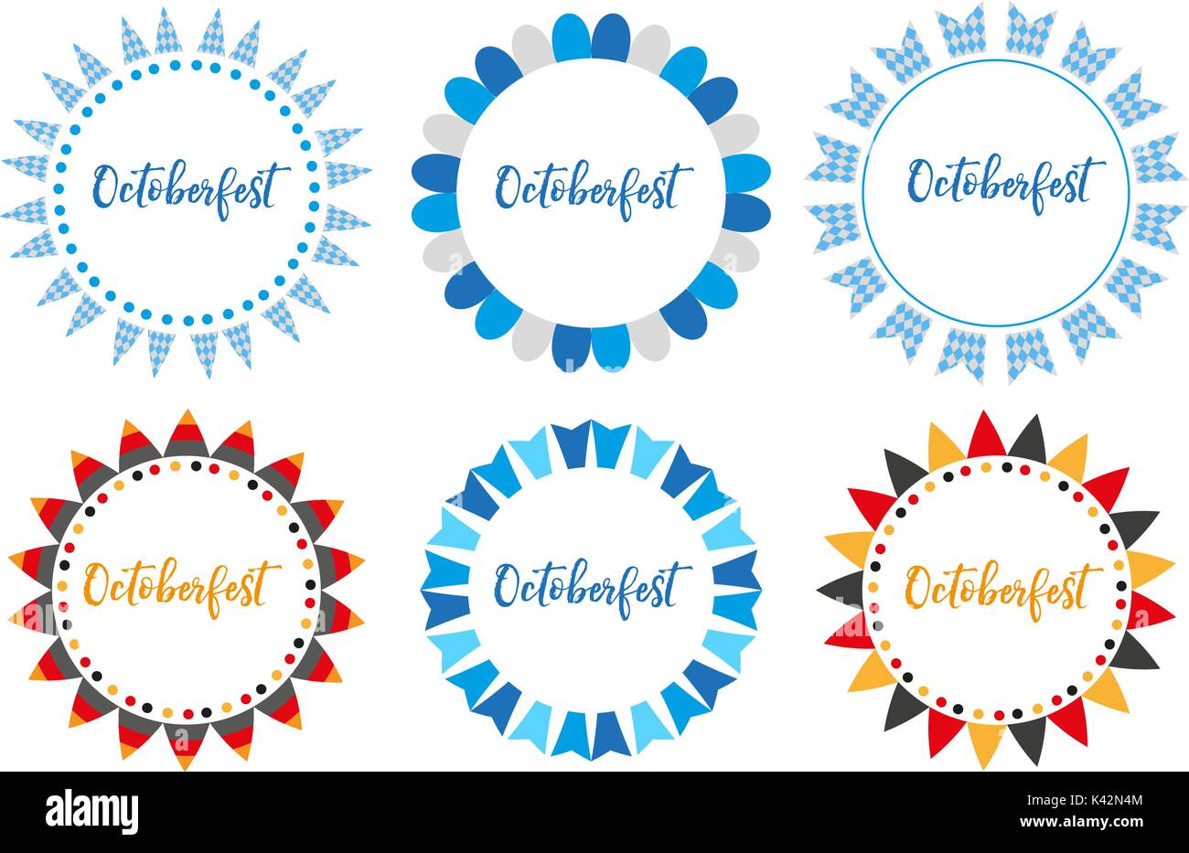 Oktoberfest set of frames, flat or cartoon style. October fest in ...