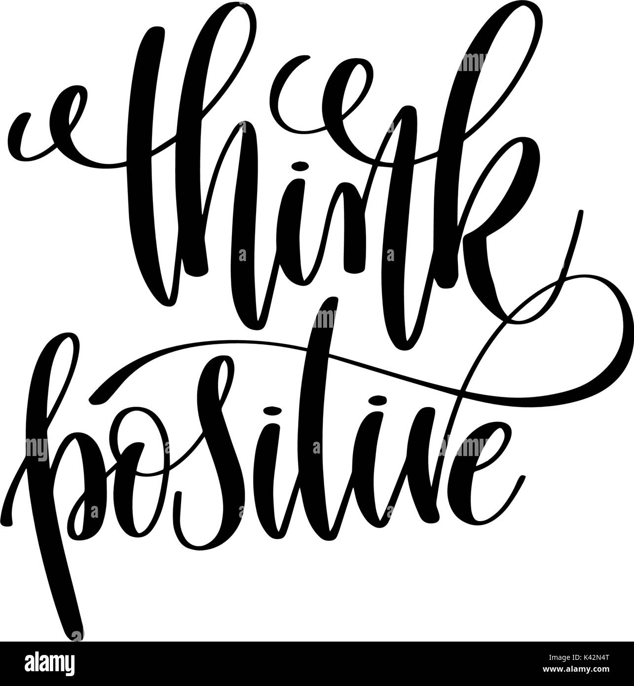 think positive - hand written lettering positive quote Stock Vector ...