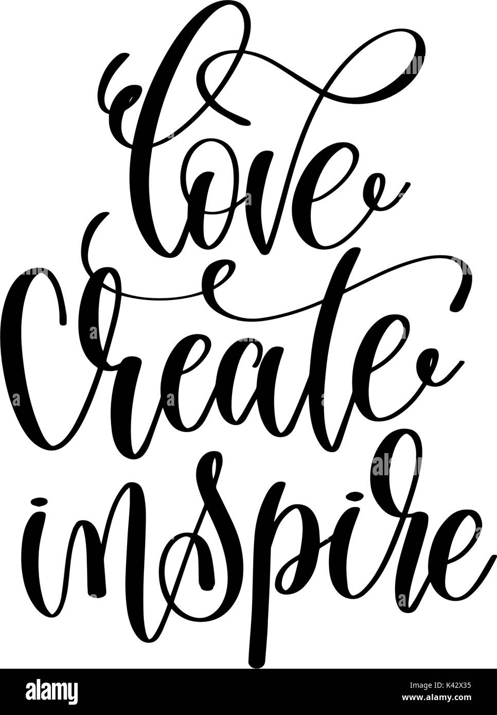 love create inspire - hand lettering inscription Stock Vector Image ...