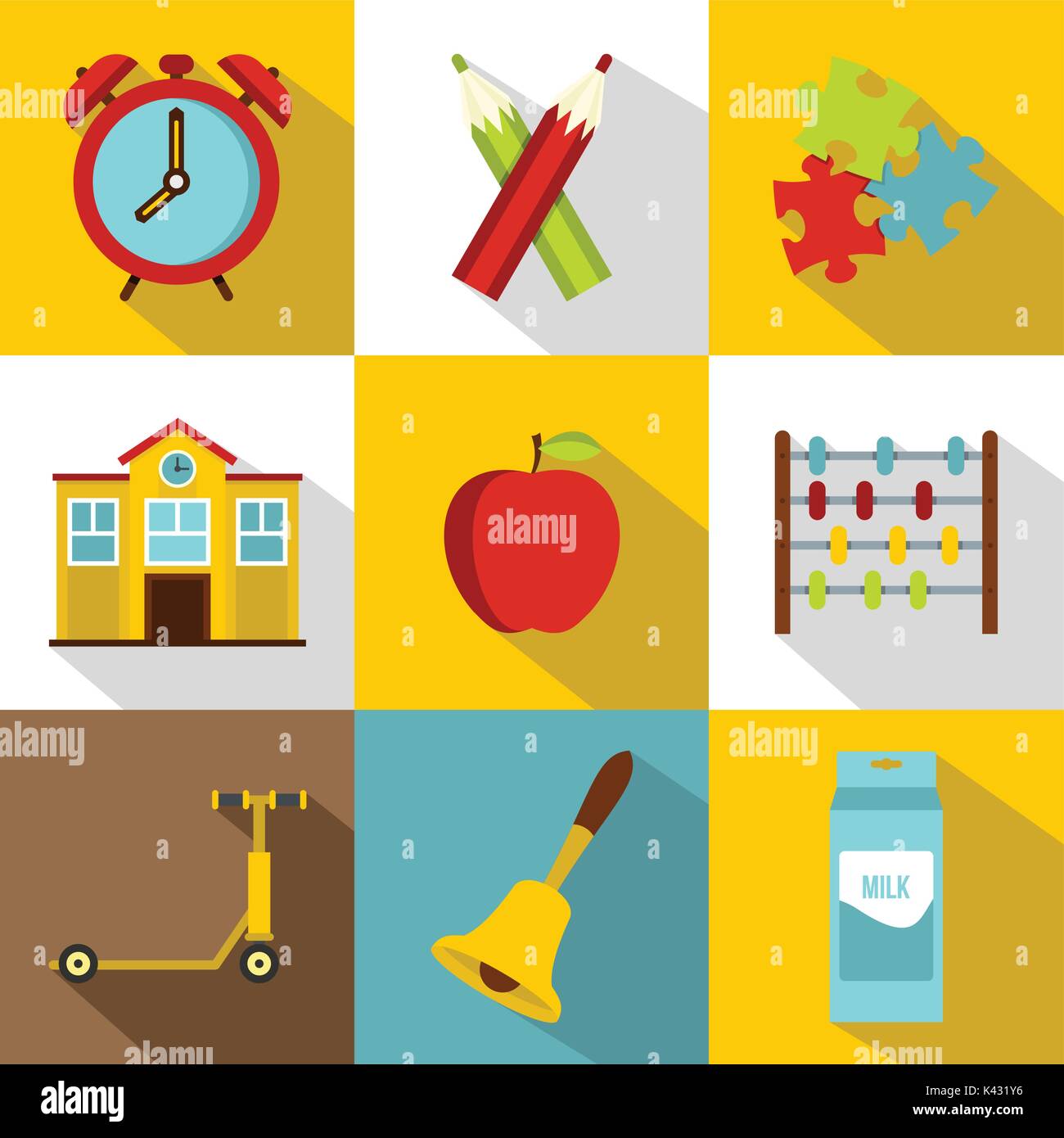 Back to school icon set, flat style Stock Vector Image & Art - Alamy