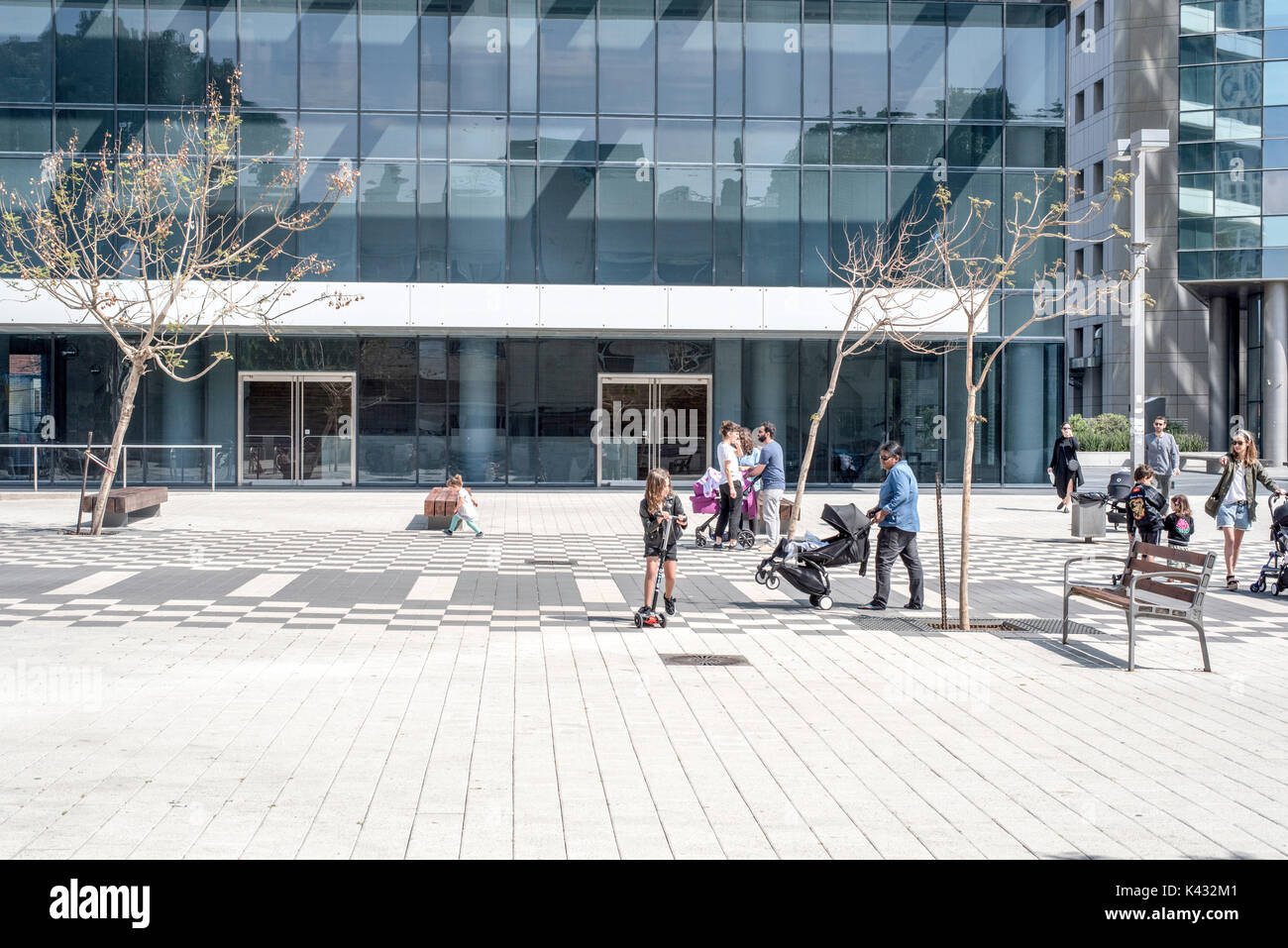 New modern highrise building on 1 Rothschild boulevard with pedestrian ...
