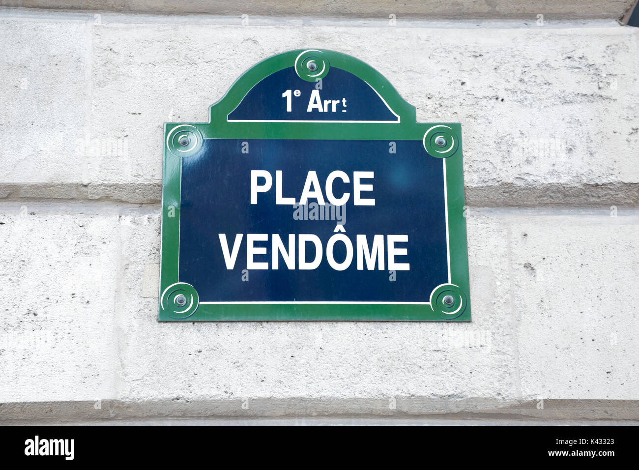 Paris, France: Place Vendome street logo, 1ere arrondissement Stock ...