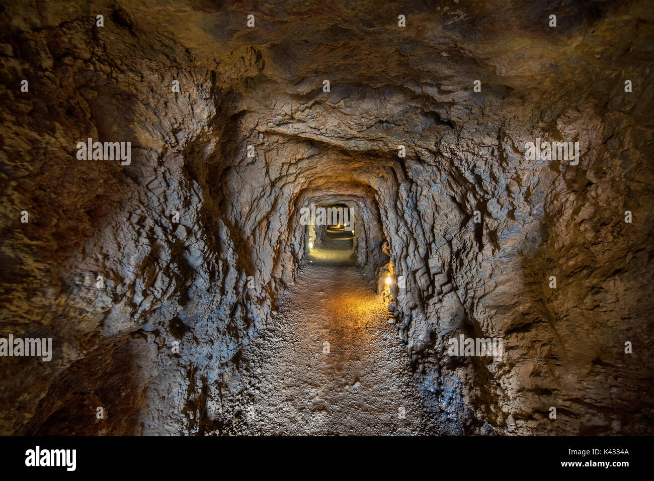 Tunnel interior in the famous mines of la Union in Murcia, Spain Stock ...
