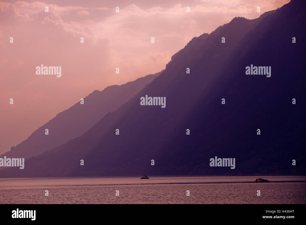 swiss lake at sunset in brienz, Switzerland Stock Photo - Alamy