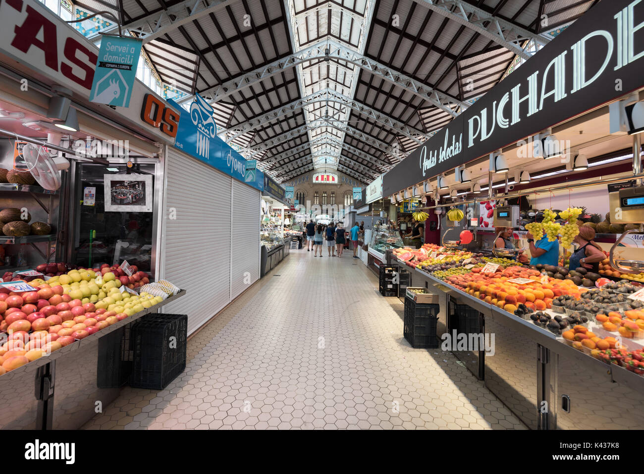 Valencia, Spain - July 26, 2017: Interior of famous central market on ...