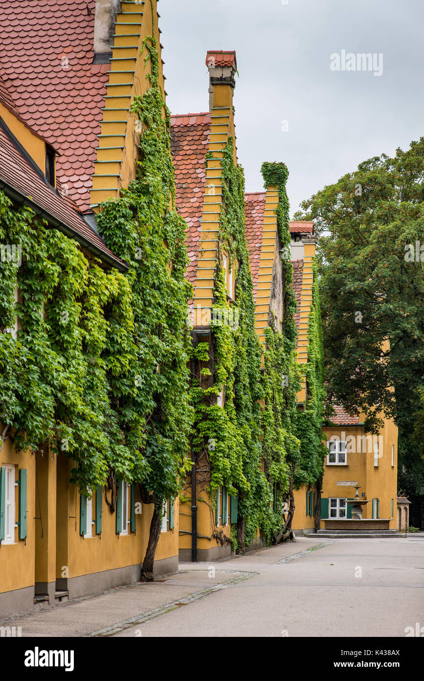 Street view of the Fuggerei settlement, the world's oldest social ...
