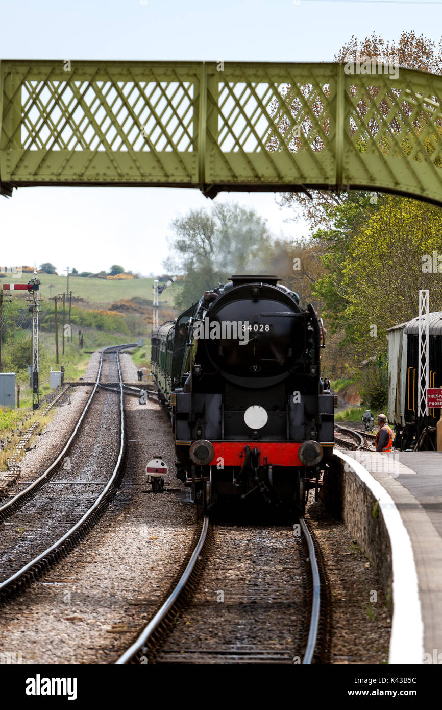 "Eddystone" steam locomotive working on the Swanage Railway.England ...