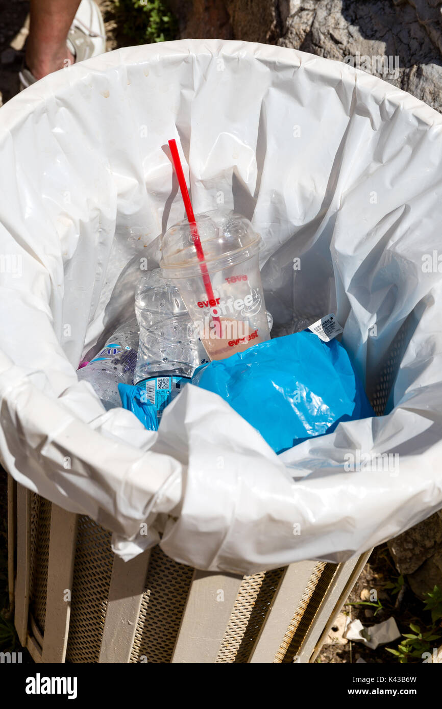 Public waste bin. Athens Greece Stock Photo - Alamy