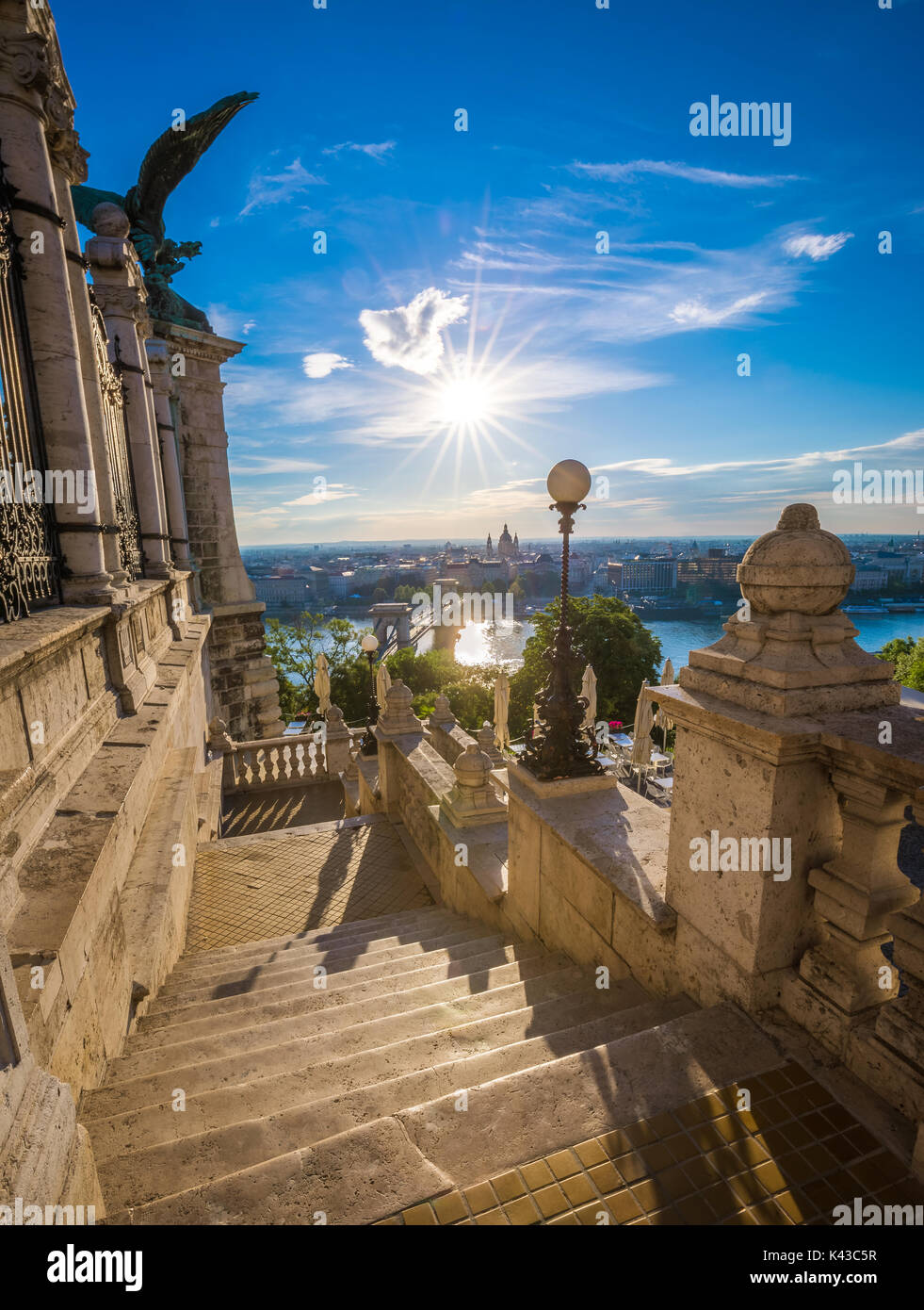 Budapest, Hungary - Morning view from the Royal Palace Buda Castle with ...