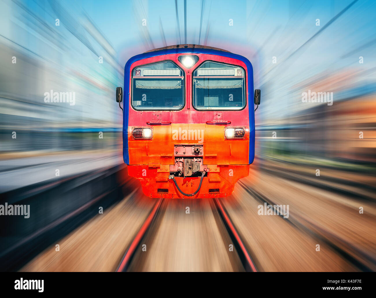 High-speed train moves toward Stock Photo - Alamy
