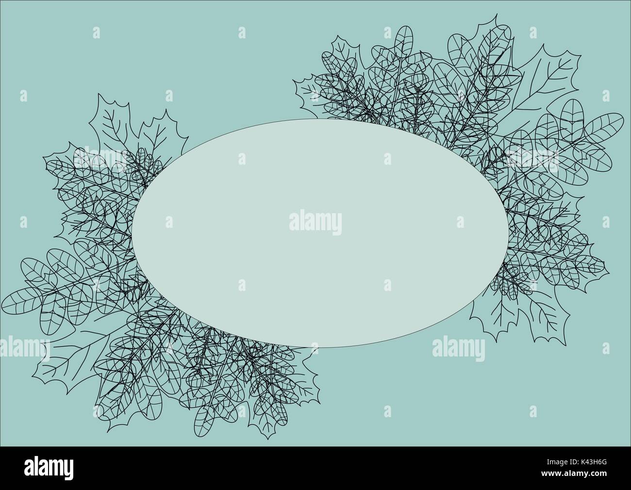 Abstract oval frame with leaves and ears on a light background Stock ...