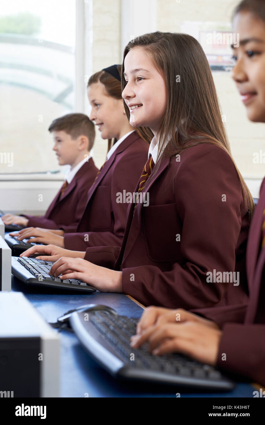 Pupils Wearing School Uniform Computer Class Stock Photo - Alamy Pupils Wearing School Uniform Computer Class Stock Photo - Alamy