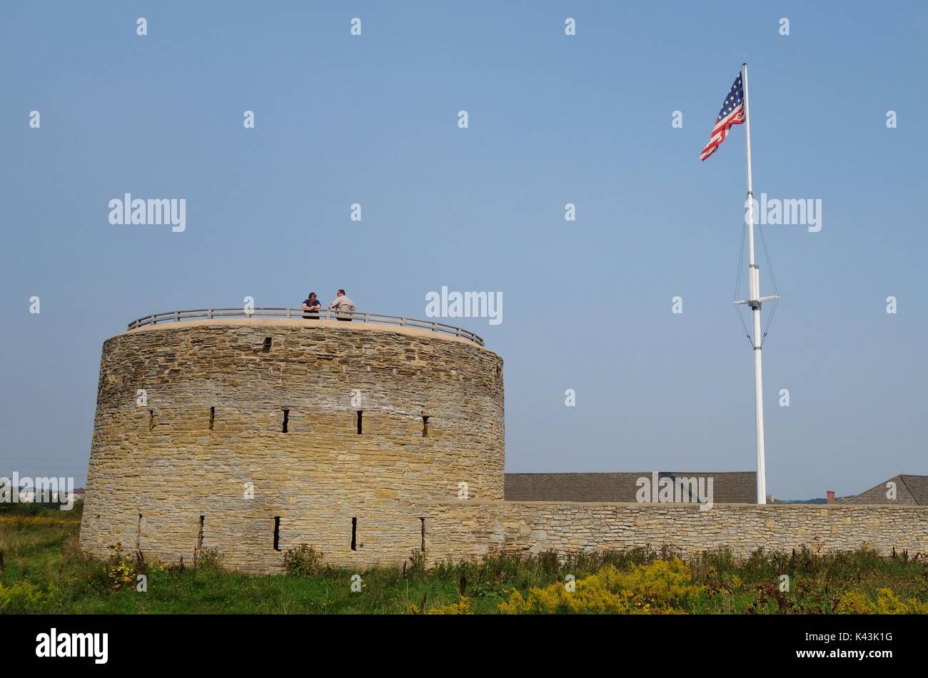 People standing at the top of the fort at Fort Snelling State Park in ...