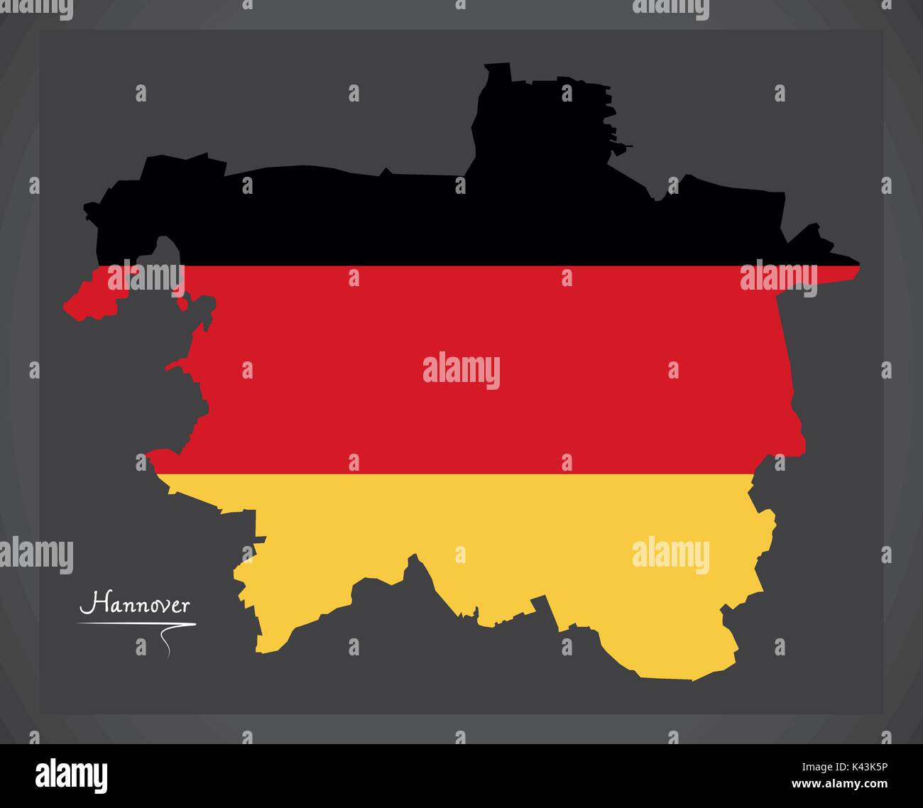 Hannover map with German national flag illustration Stock Vector Image ...