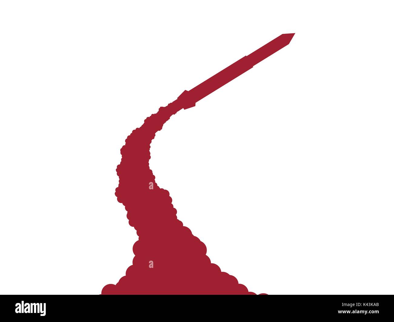 Launch of a nuclear missile. Start a ballistic missile on a white ...