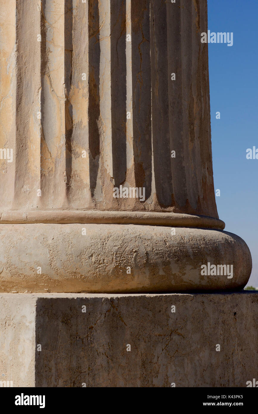 Detail of base of fluted Achaemenid column at the archaeological site ...
