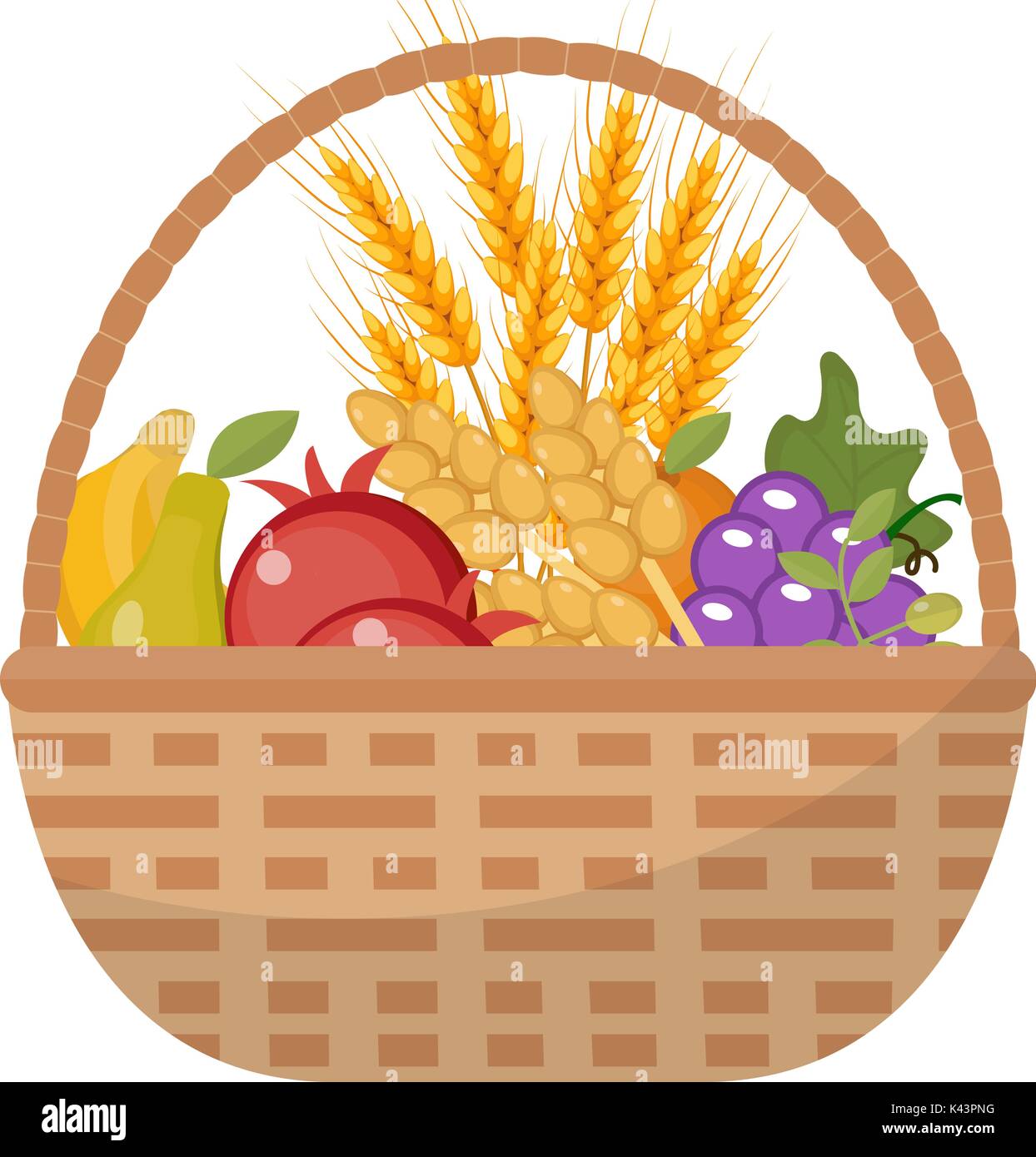 Basket Of Fruits And Vegetables Vector