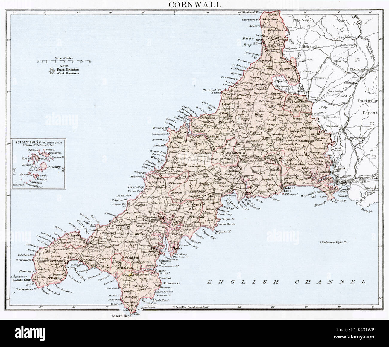 Antique map of cornwall hi-res stock photography and images - Alamy