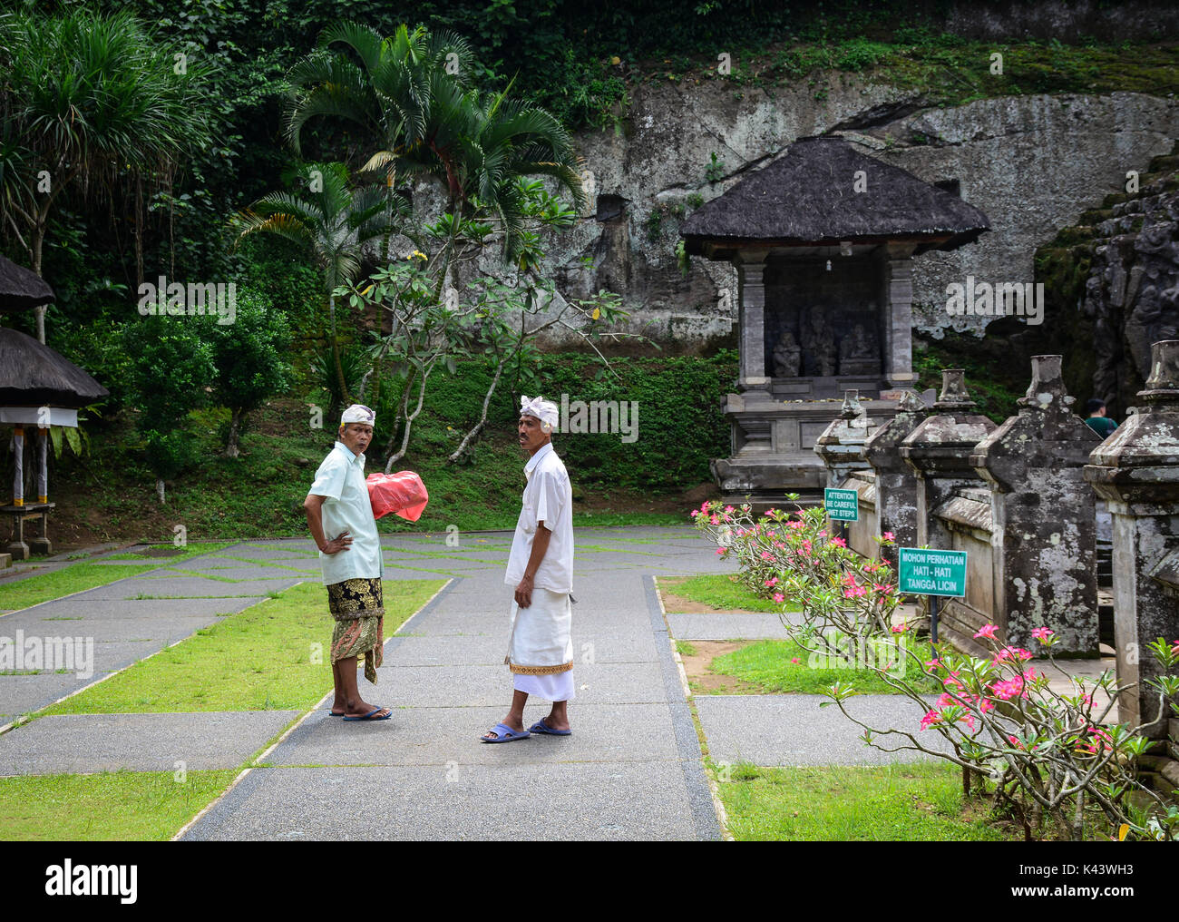Bali, Indonesia - Apr 21, 2016. Prayers standing at the Elephant Cave ...