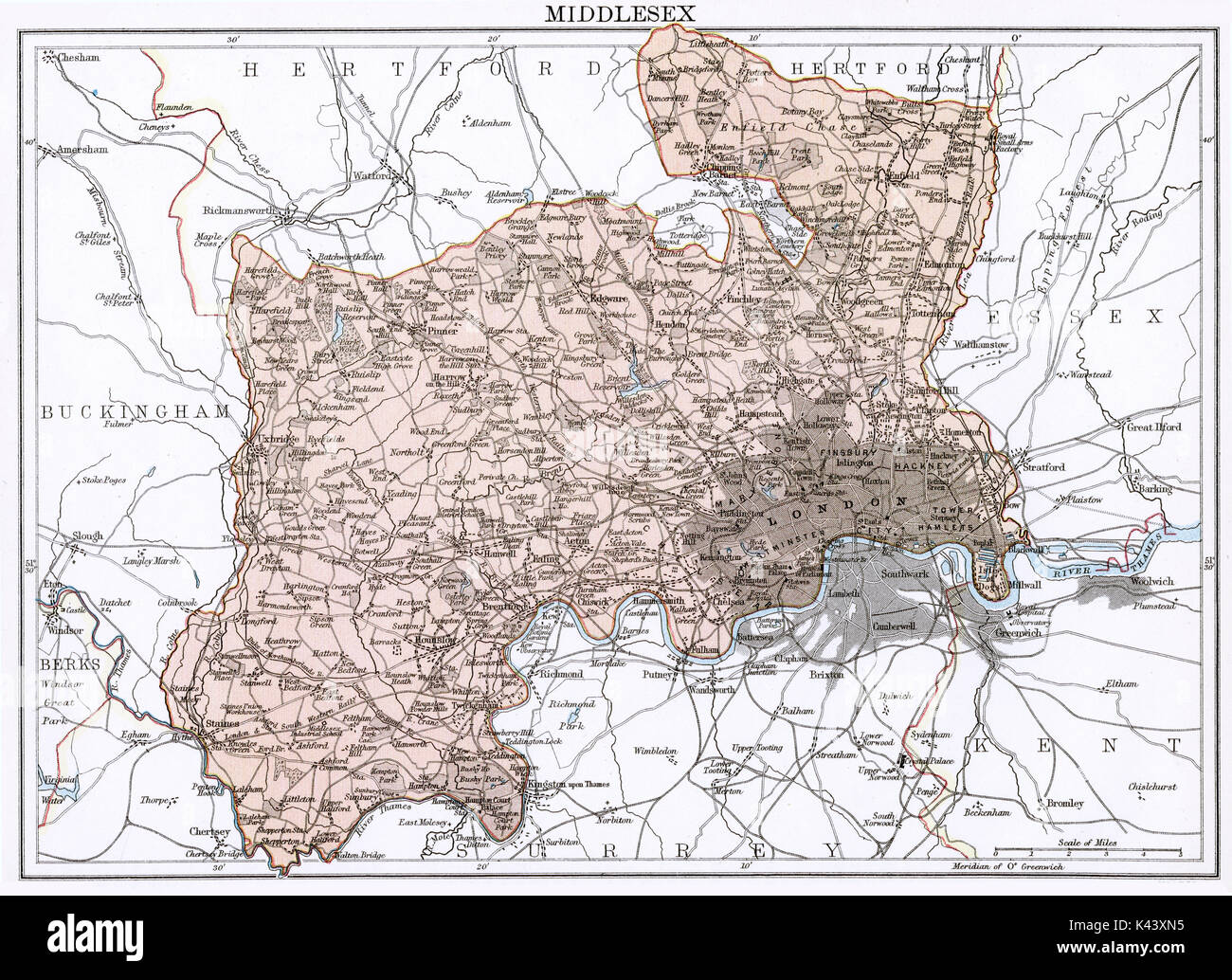 Middlesex county map hi-res stock photography and images - Alamy