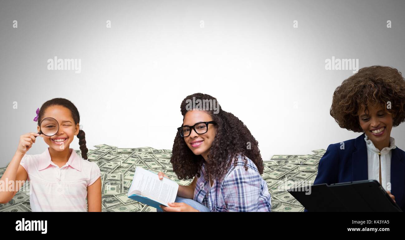 Digital composite of Women of age generations growing up with money ...