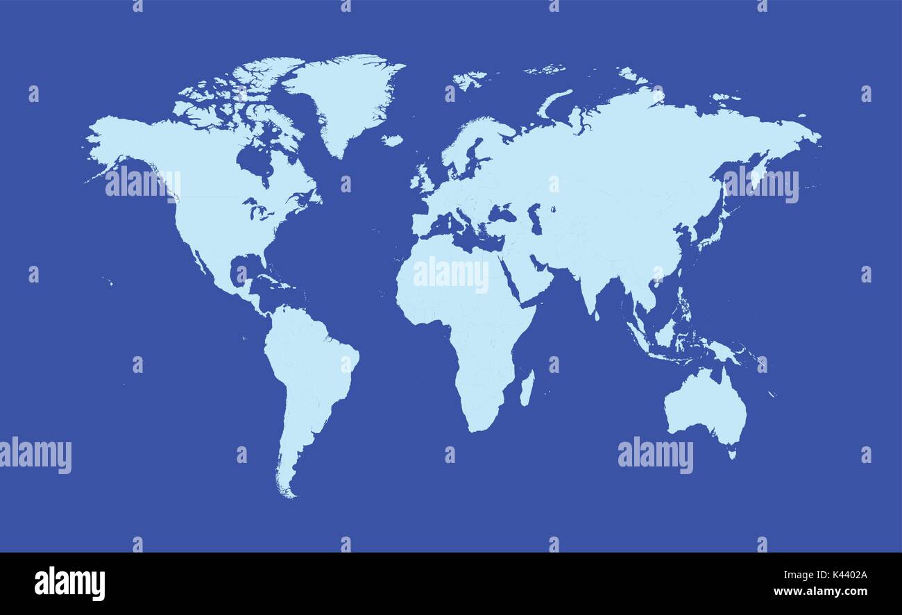 World map blue color vector Stock Vector Image & Art - Alamy