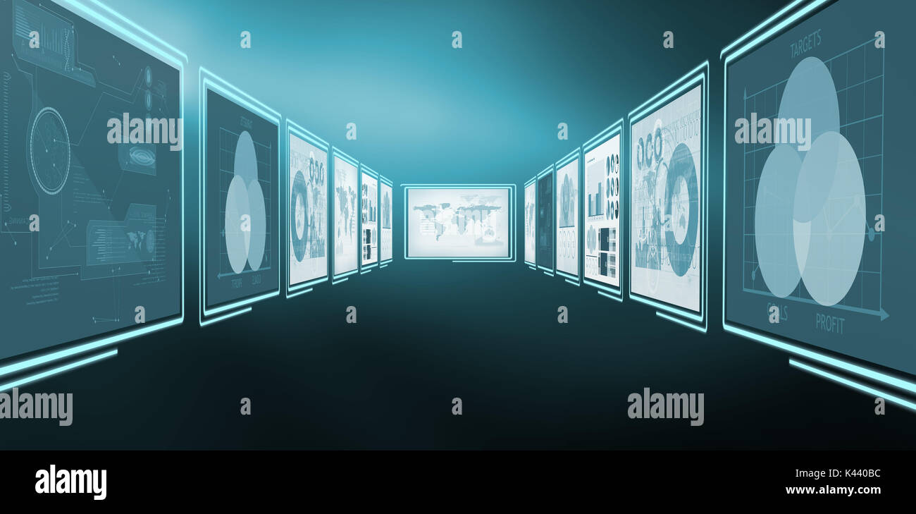 3d Digital image of business diagrams against white background Stock ...