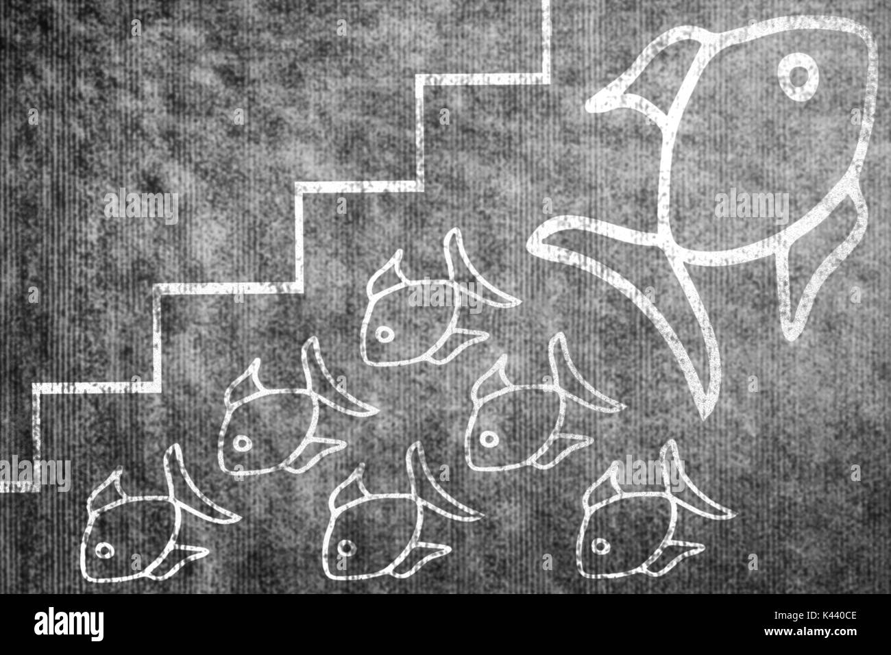 Graphic image of fish with pattern against grey background Stock Photo ...