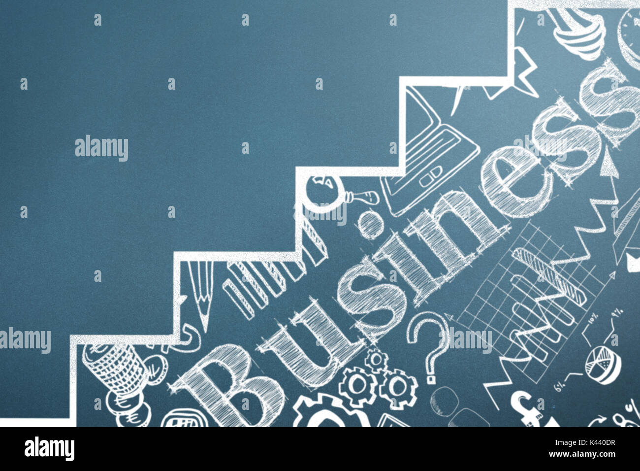 Graphic image of business text with graph against blue Stock Photo - Alamy