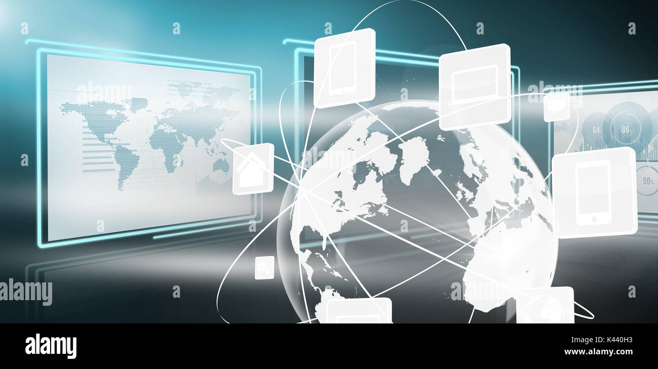 Analyzing digital graphs world map hi-res stock photography and images ...